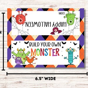 Build Your Own Monster, Halloween Printable Gift Tag Party Favor ...