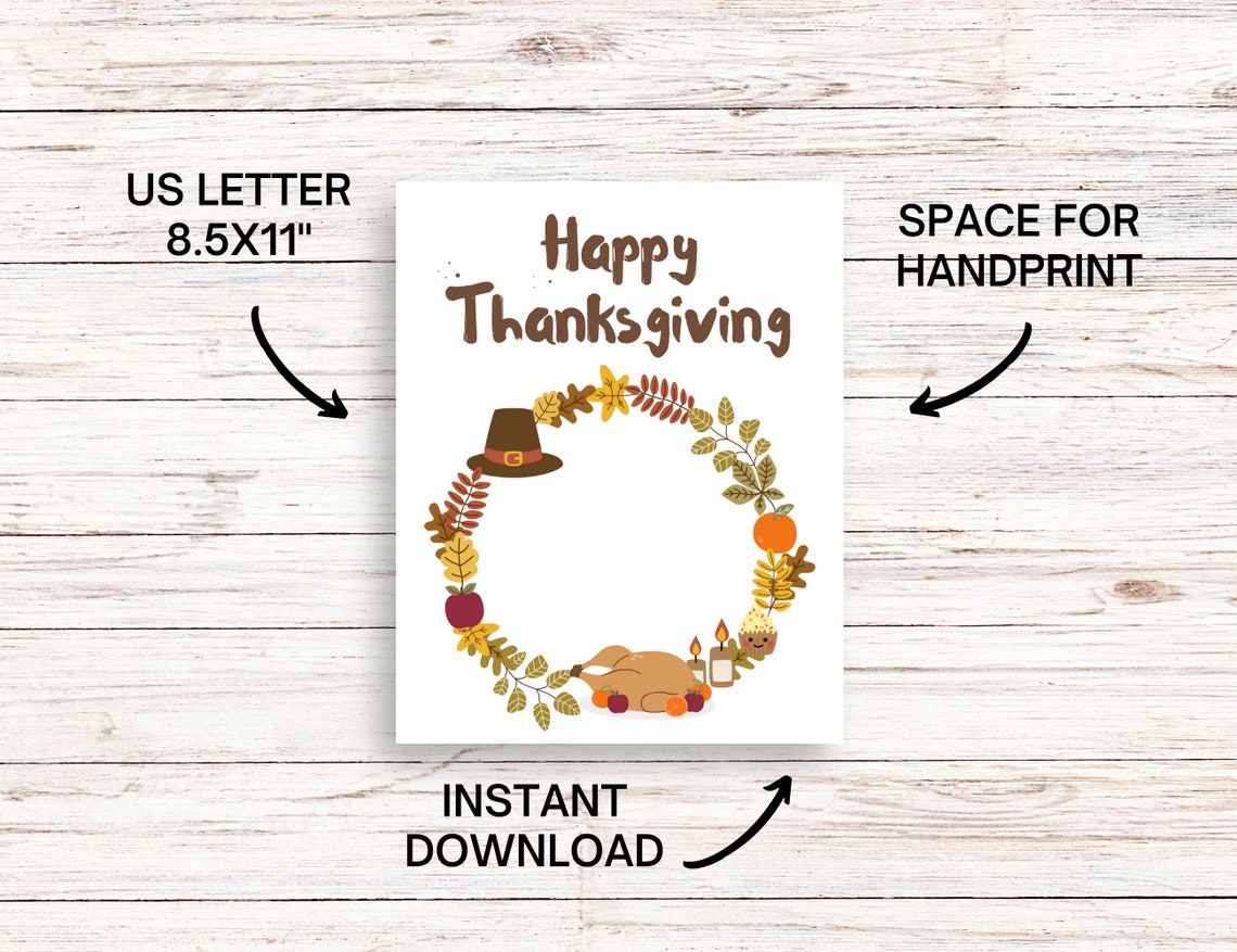 Happy Thanksgiving Handprint Art Craft Keepsake | Fall Handprint Art ...