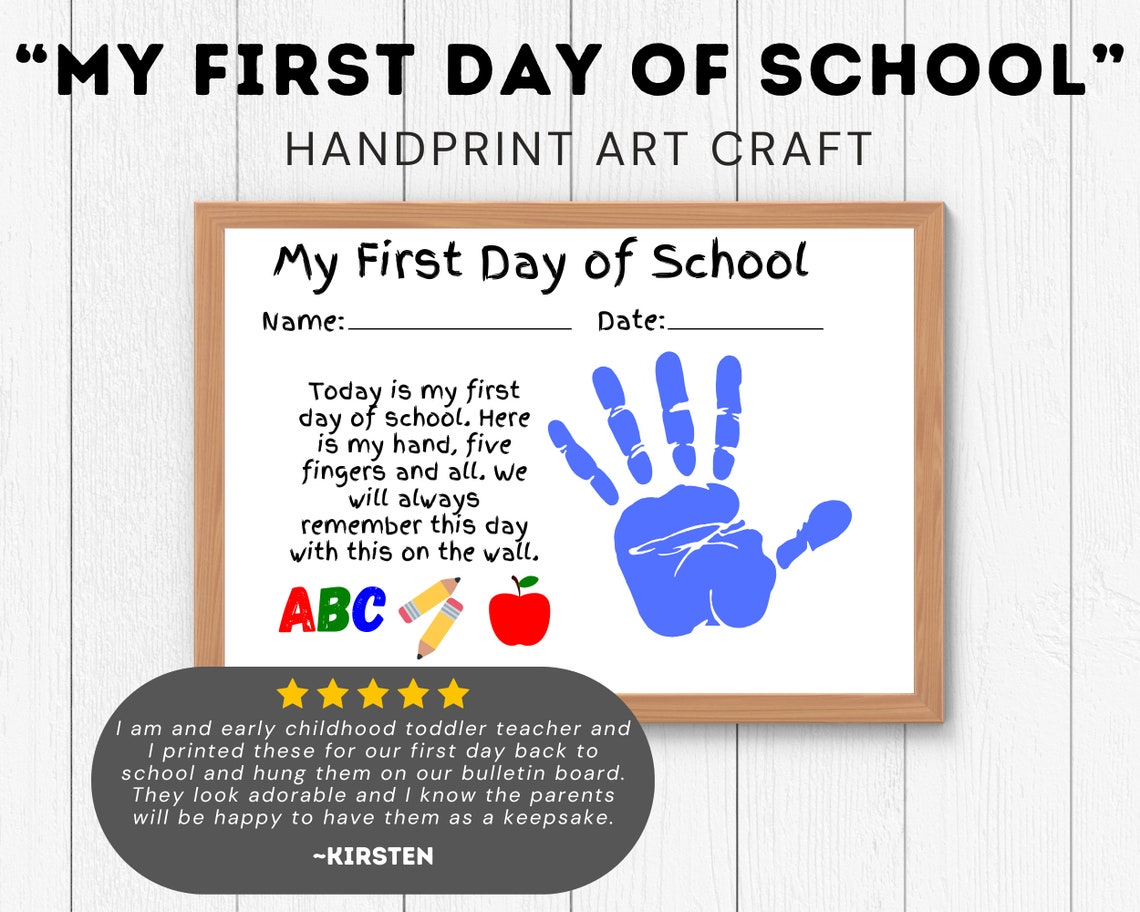 First Day of School Handprint Art Craft Keepsake | Back to School ...