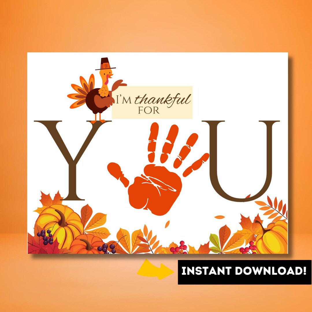 Thanksgiving Thankful for You Turkey Handprint Art Craft, Kids Toddler ...