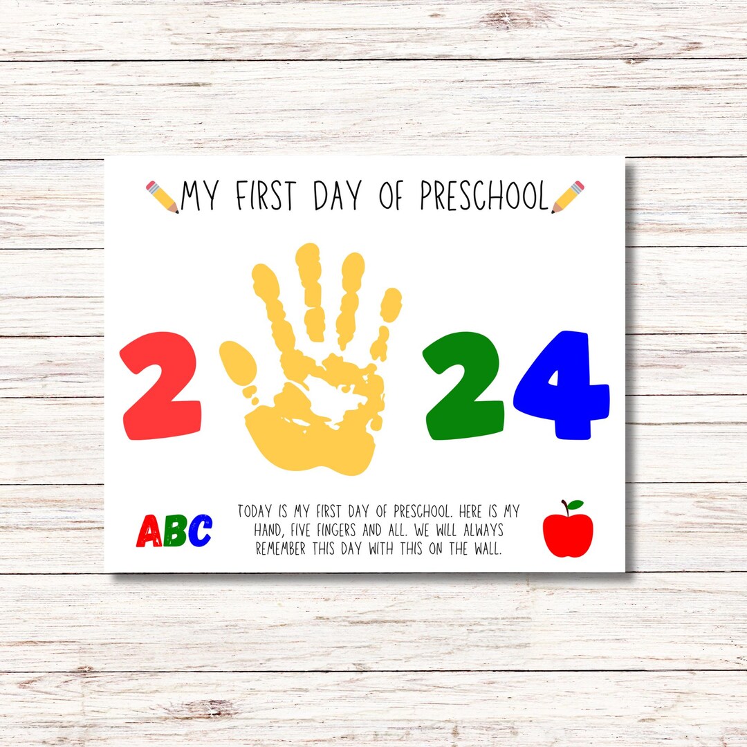 First Day of Preschool Handprint Craft, Back to School Poem Handprint ...