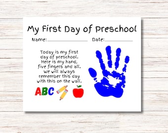 Editable First Day of Preschool Handprint Poem, Preschool Printable ...