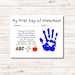 First Day of Preschool Handprint Craft, Back to School Poem Handprint ...