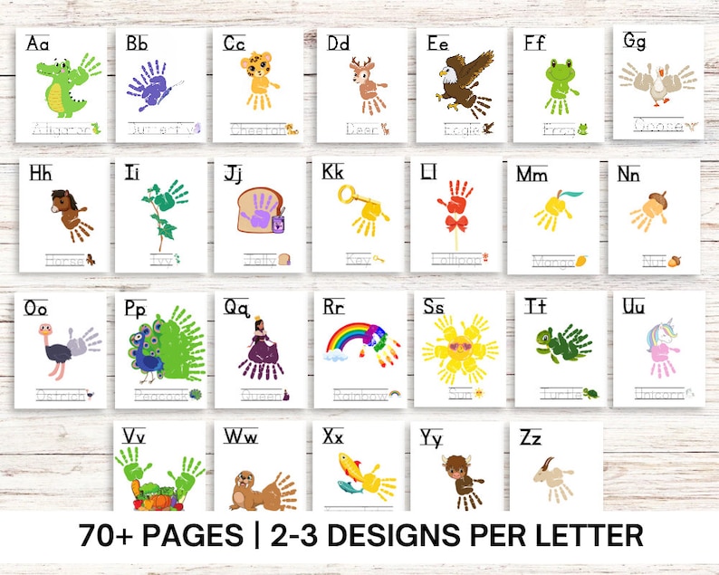 Handprint Alphabet Art Craft Book, ABC Handprint Art Book, Preschool ...