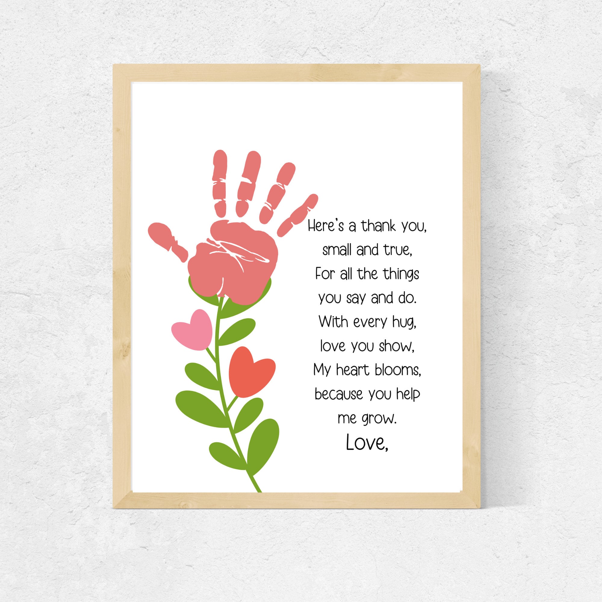 Thank You for Helping Me Grow Handprint Poem, Flower Handprint Art |birthday Day Gifts for Mom ...