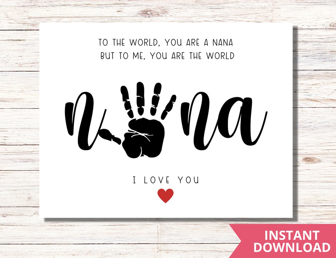 Nana Handprint Art Gift From Kids Handprint Poem for Mother's Day Gift ...