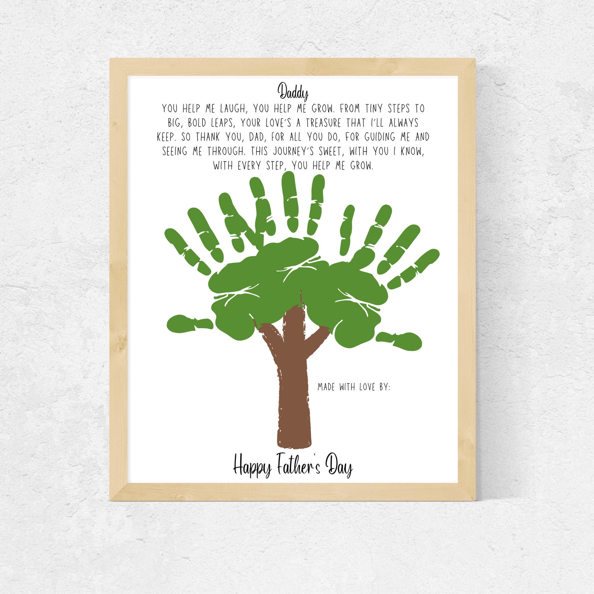 Father Day Handprint Tree Gift From Kids, Fathers Day Card, Handprint ...