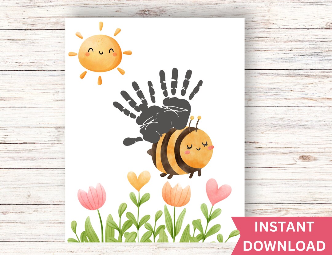 Bee Handprint Art| Printable Spring Crafts for Preschoolers| 5 Minute ...
