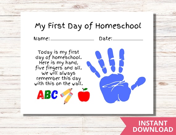 Printable First Day of Homeschool Handprint Art Craft Keepsake - Etsy