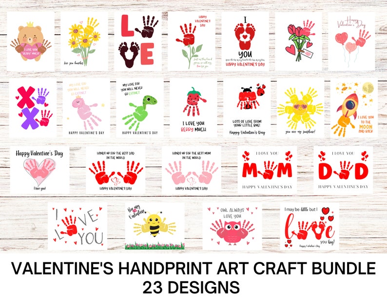 Valentine's Day Handprint Art Craft BUNDLE February Handprint Art Kids ...