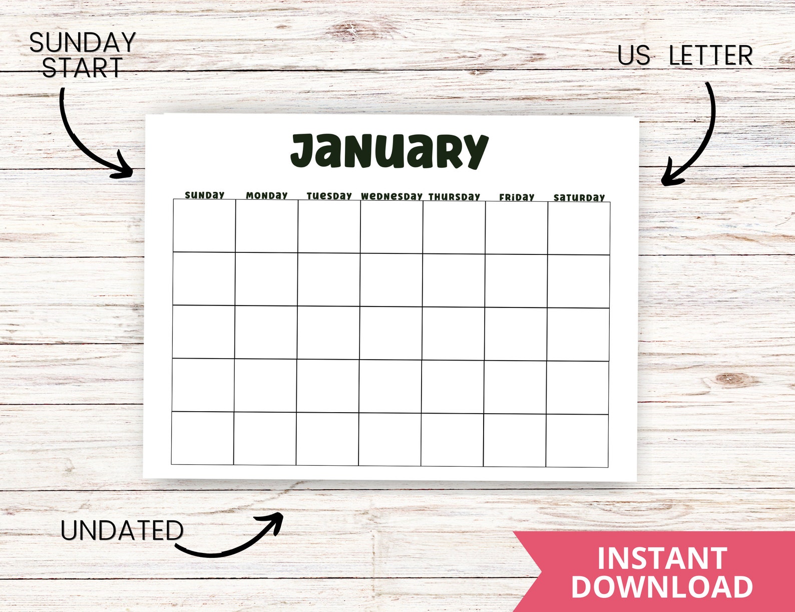 12 Month Printable Blank Calendar| Monthly Calendar Printable | 12 ...