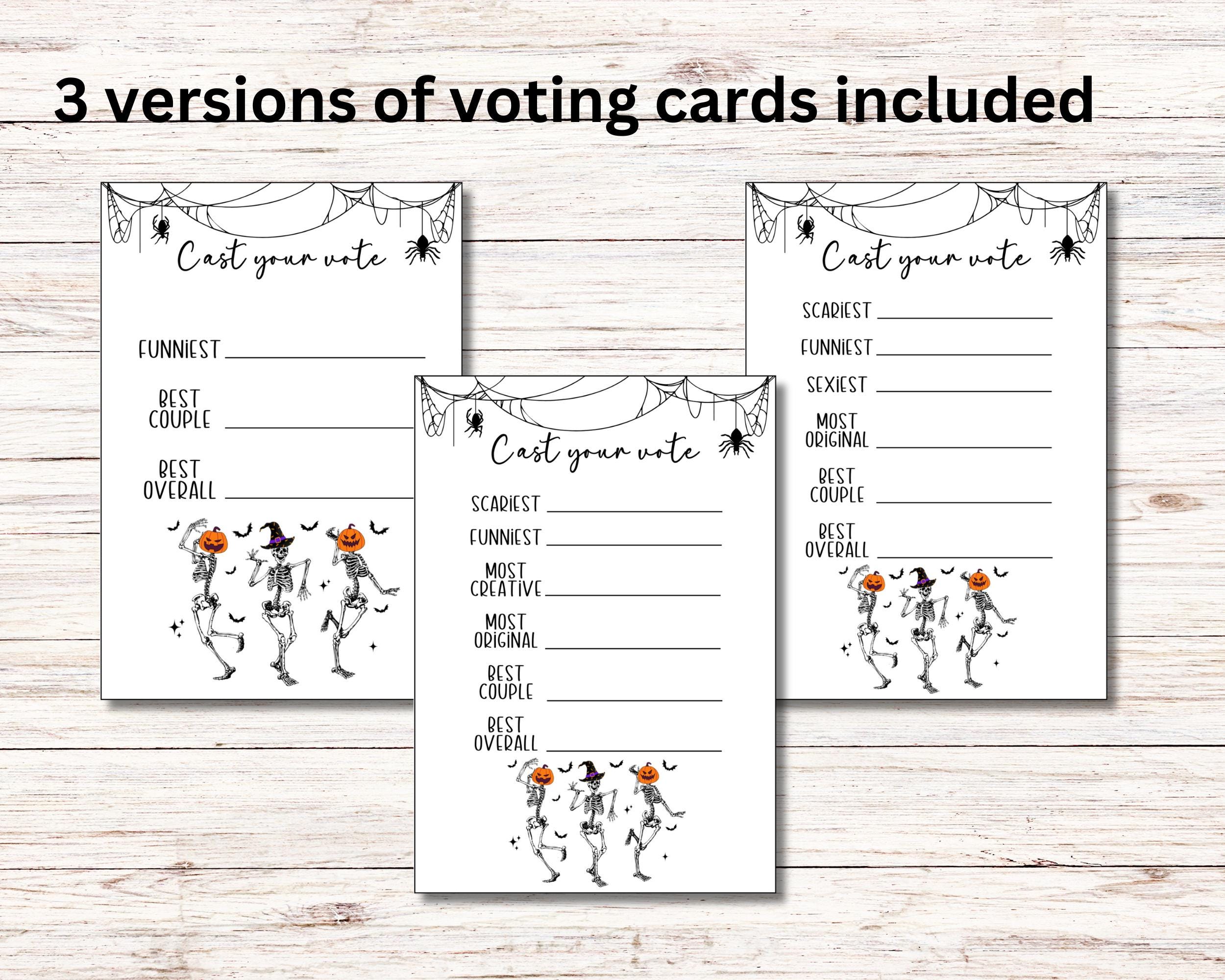 Printable Halloween Costume Contest Voting Cards, Printable Ballot ...