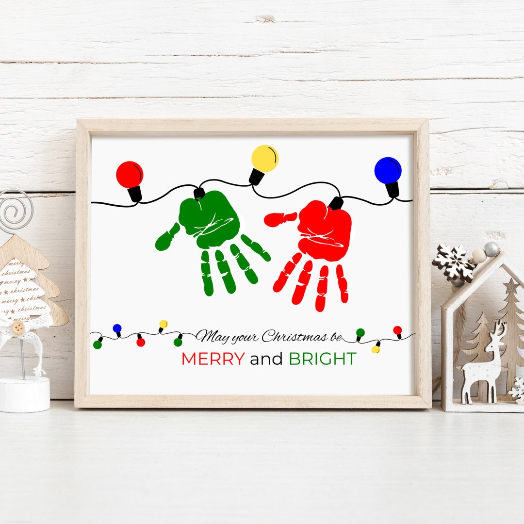 Merry and Bright Christmas Lights Handprint Art Craft | Kids Christmas ...
