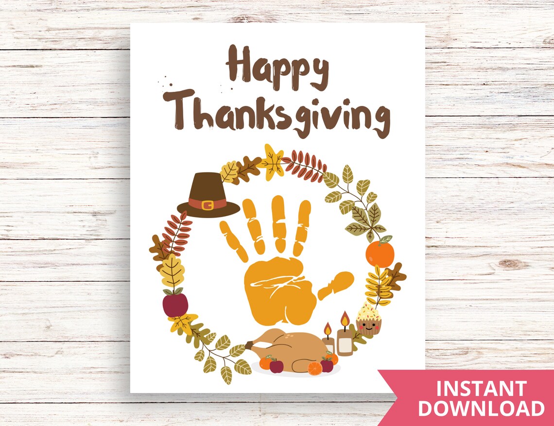 Happy Thanksgiving Handprint Art Craft Keepsake | Fall Handprint Art ...
