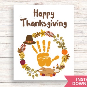 Happy Thanksgiving Handprint Art Craft Keepsake | Fall Handprint Art ...