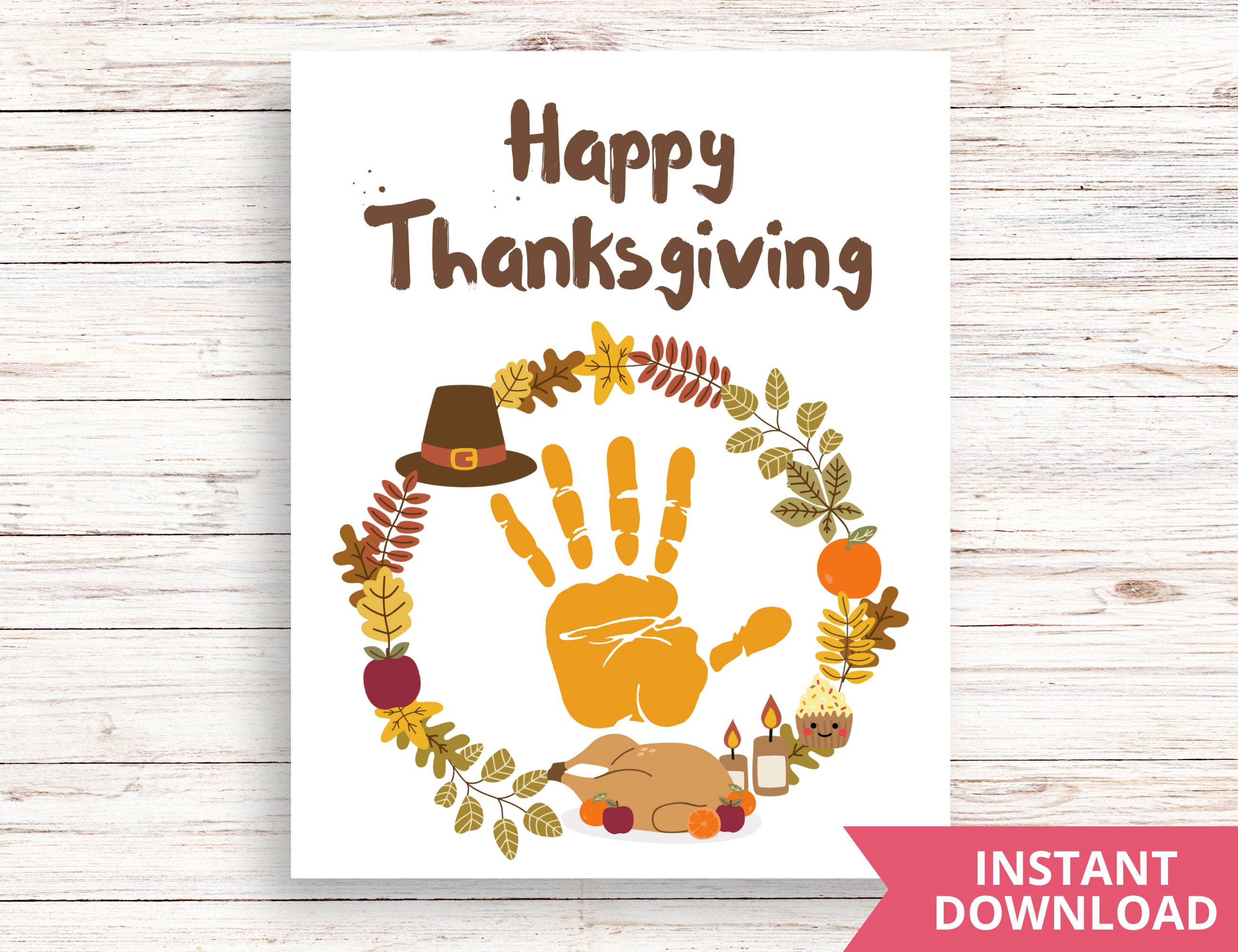 Happy Thanksgiving Handprint Art Craft Keepsake | Fall Handprint Art ...