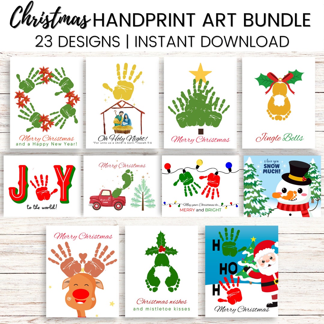 Toddler Handprint Art for Christmas Bundle| Kids Handprint Holiday ...