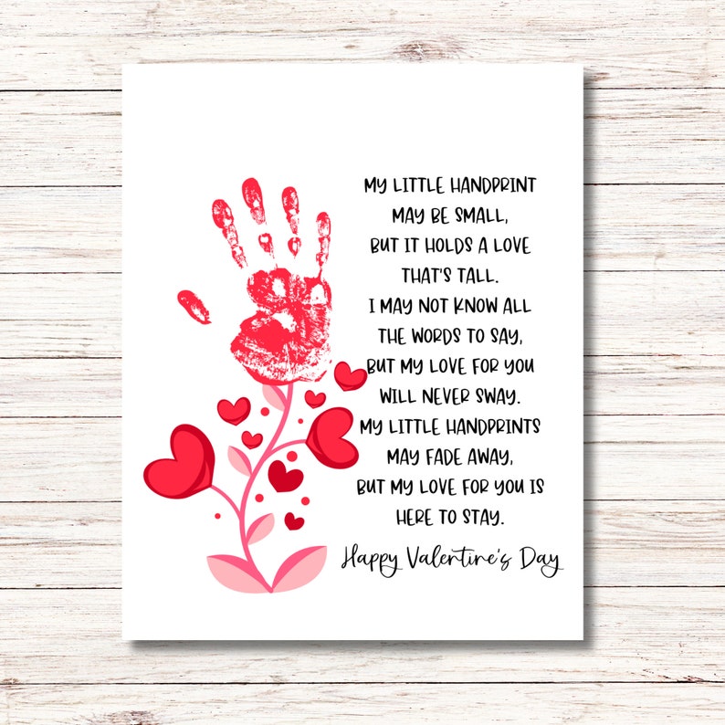 Valentines Day Handprint Poem ,memory Keepsake , Preschool ...