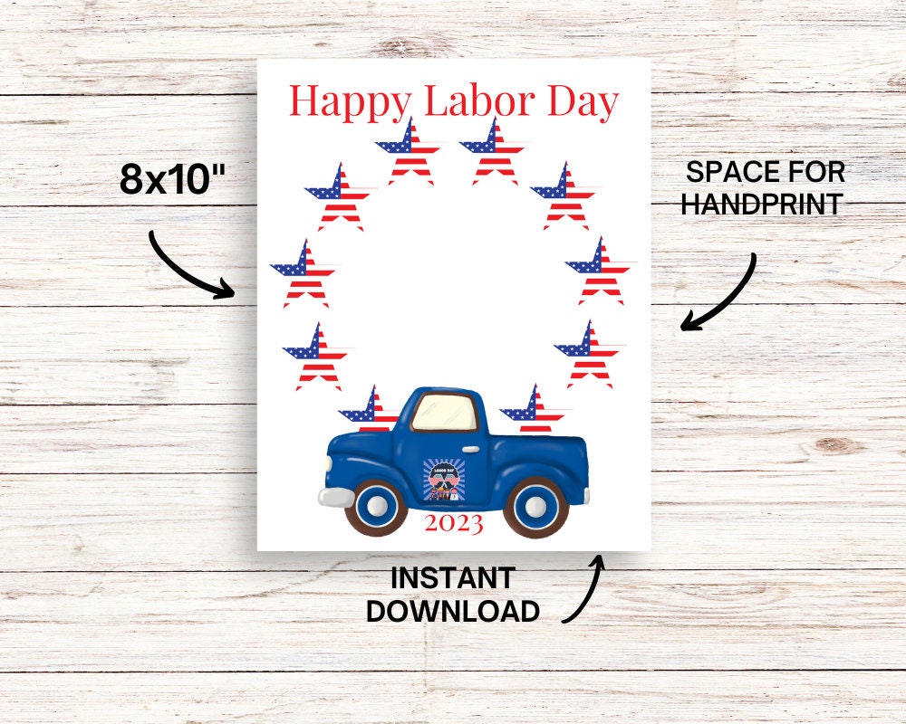 Labor Day Handprint Art Craft | Happy Labor Day Activity Printable ...