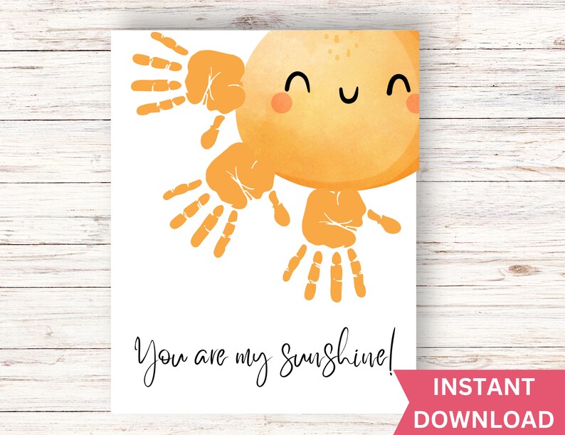 You Are My Sunshine Handprint Craft Gift for Mom, Nana,dad, Grandpa ...