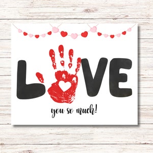 Love You so Much Handprint, Valentine's Day Handprint Art Craft, Kids ...