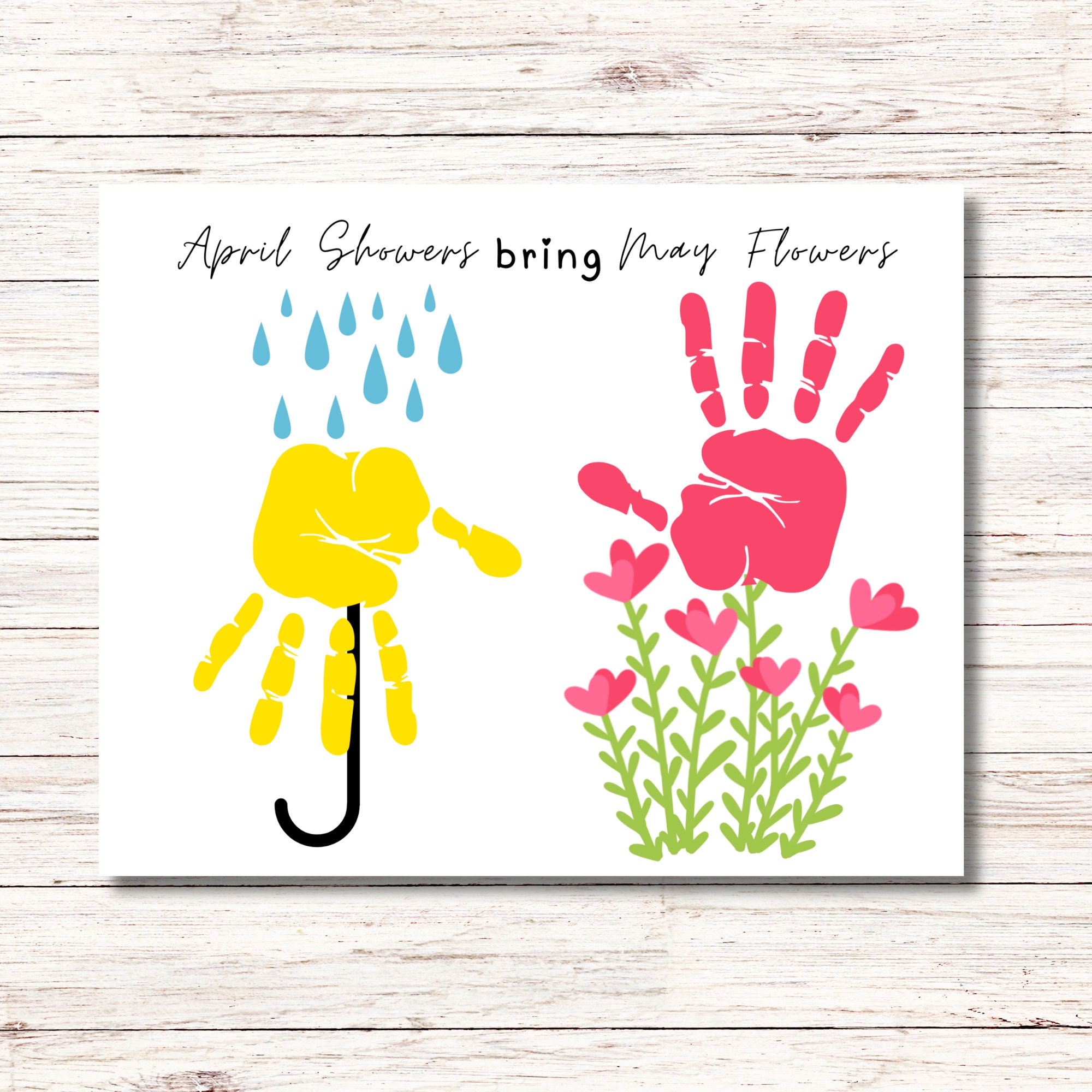 April Showers Handprint Art, Spring Handprint Art Craft | Printable ...