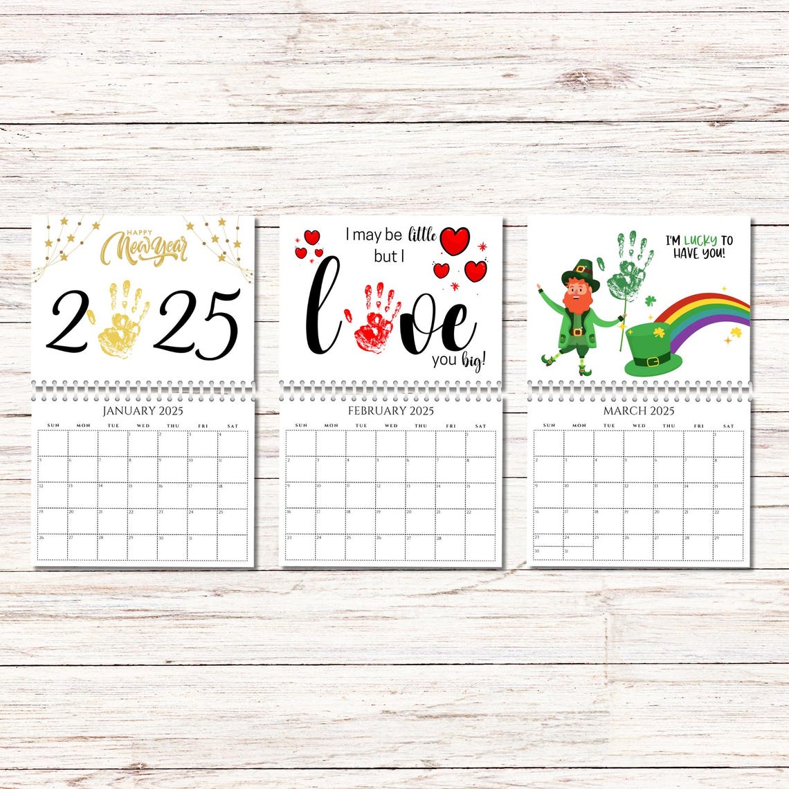 2025 Handprint Calendar, Monthly Handprint Art, Memory Keepsake, Kids ...