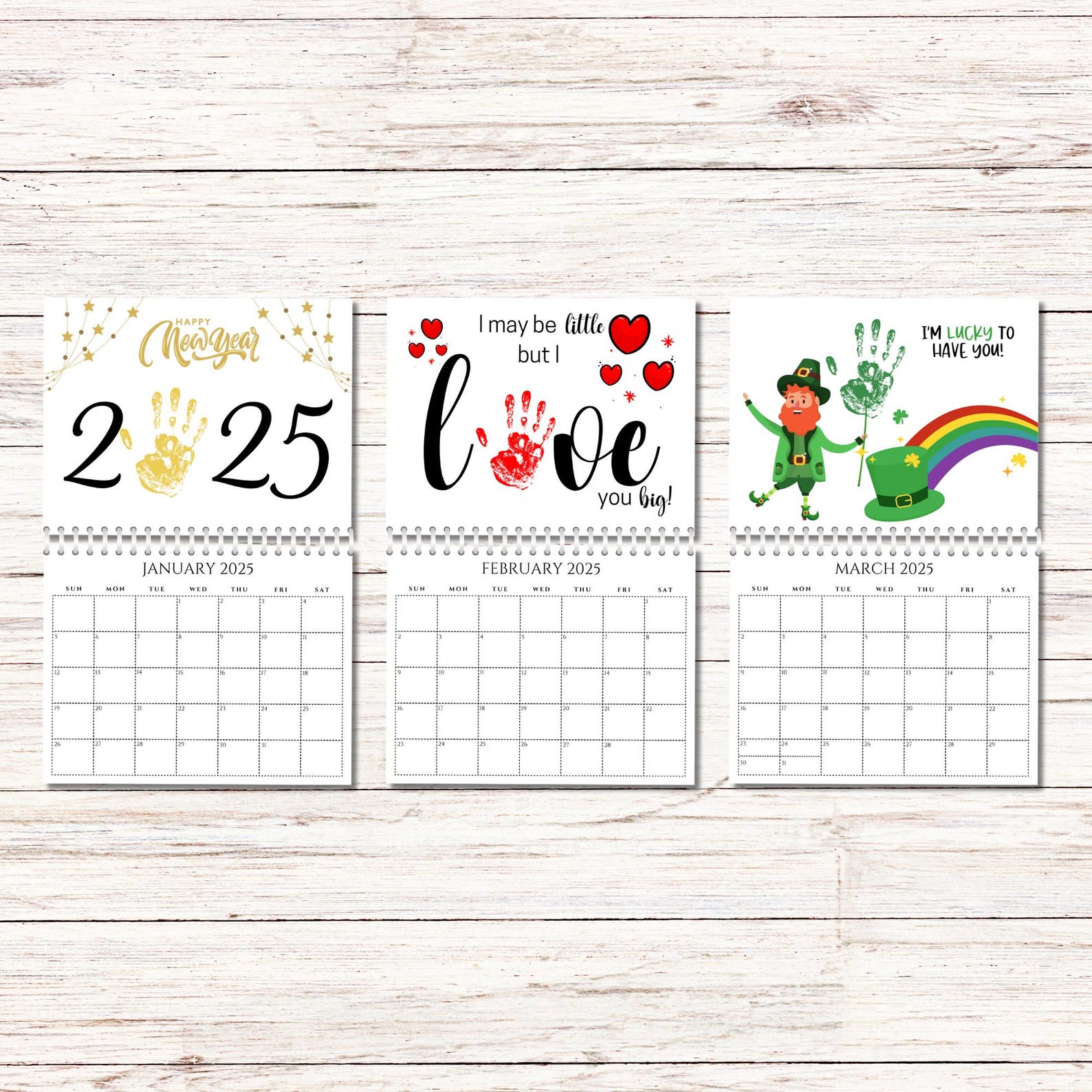 2025 Handprint Calendar, Monthly Handprint Art, Memory Keepsake, Kids ...
