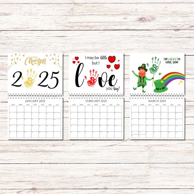 2025 Handprint Calendar, Monthly Handprint Art, Memory Keepsake, Kids ...
