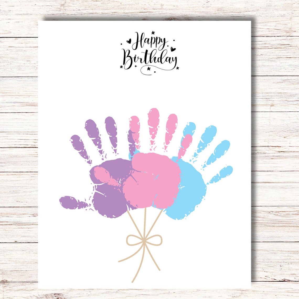 Happy Birthday Handprint Art Craft, Birthday Gift for Mom, Dad, Grandma ...