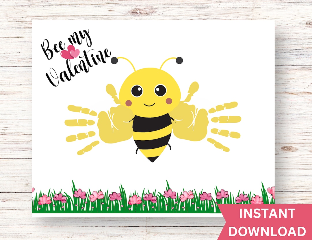 BEE Valentine's Handprint Art| Valentine's Day Handprint Art Craft ...