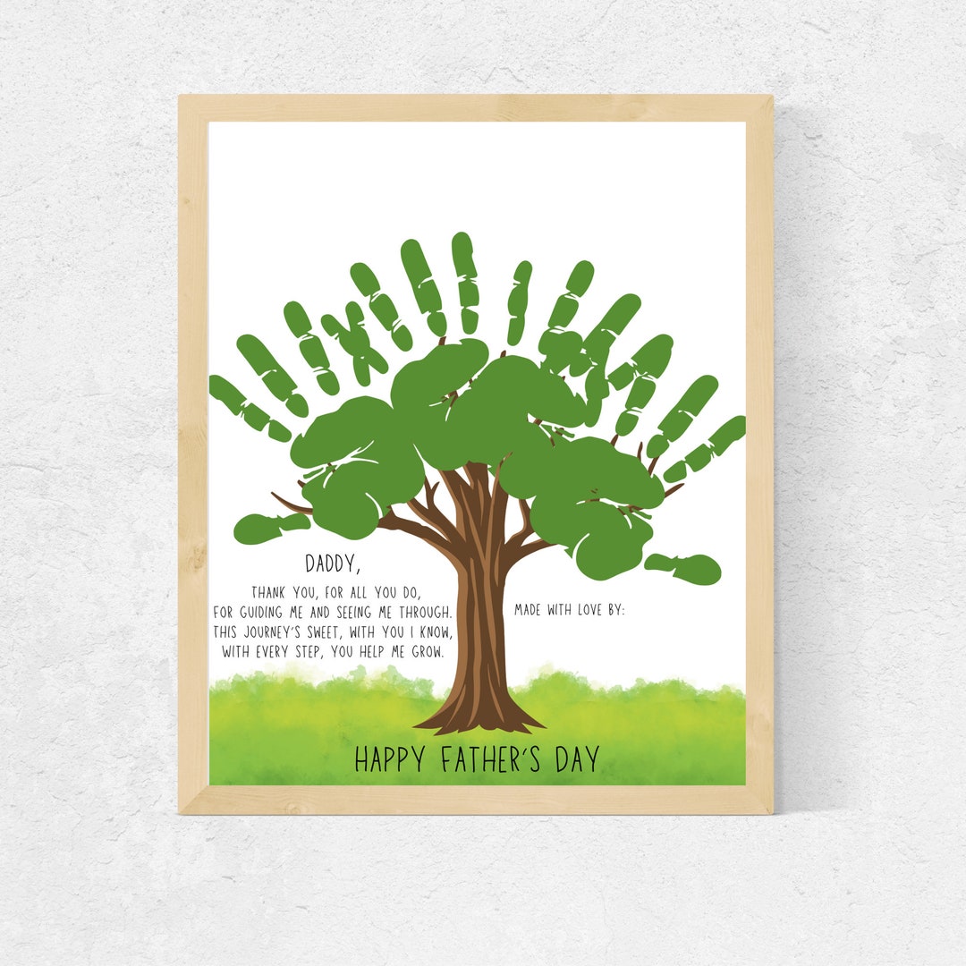 Father Day Handprint Tree Gift From Kids, Fathers Day Card, Handprint ...