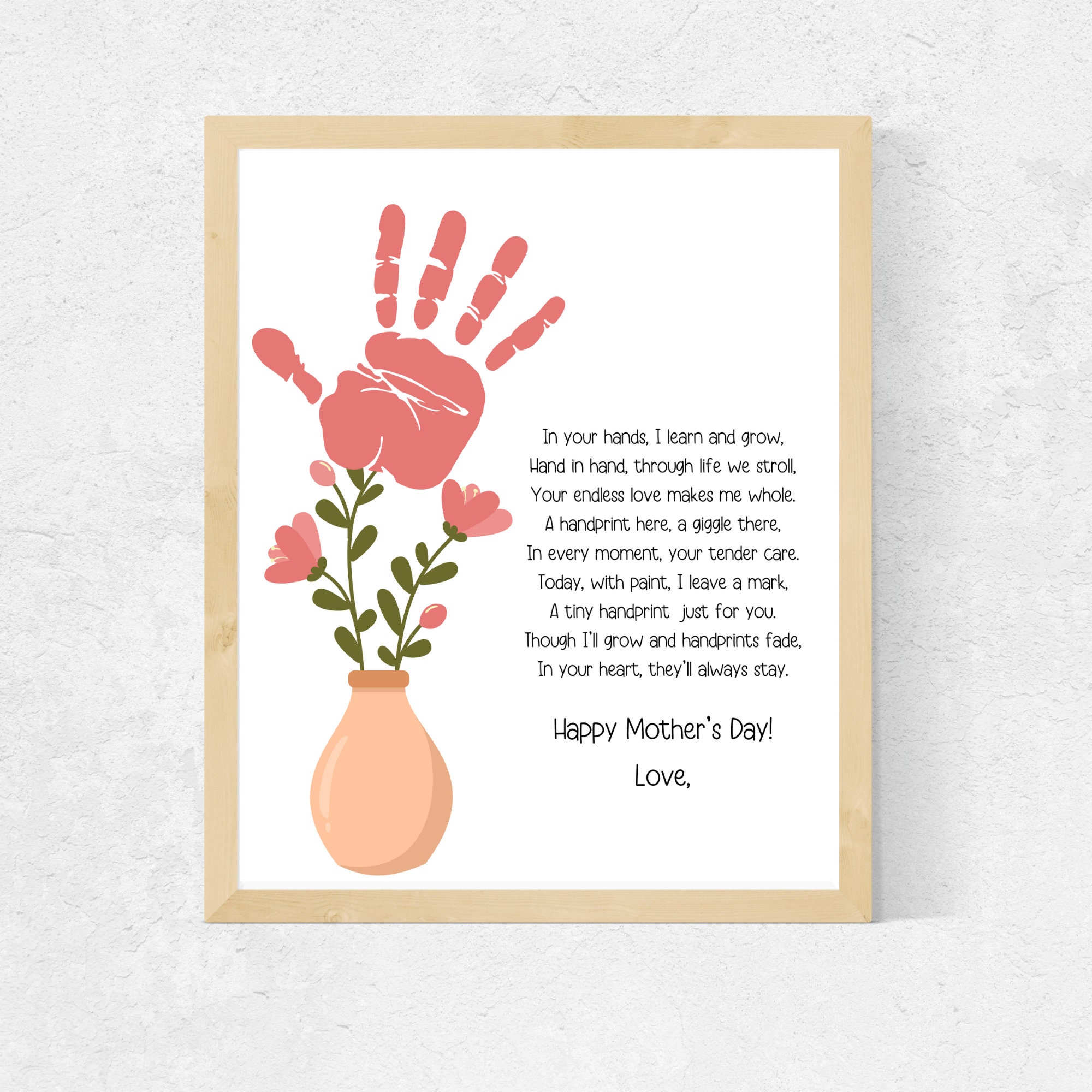 Mothers Day Handprint Poem, Floral Print Keepsake Handprint, Kids ...