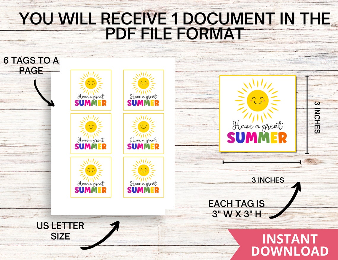 Have a Great Summer Printable Tag | Summer Gift Tags | End of School ...
