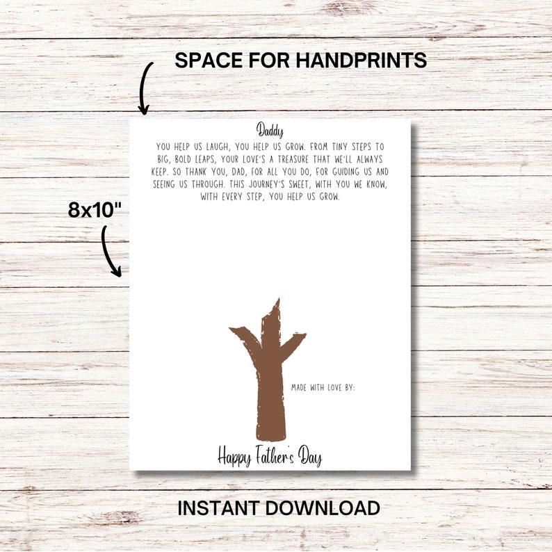 Father Day Handprint Tree Gift From Kids, Fathers Day Card, Handprint ...