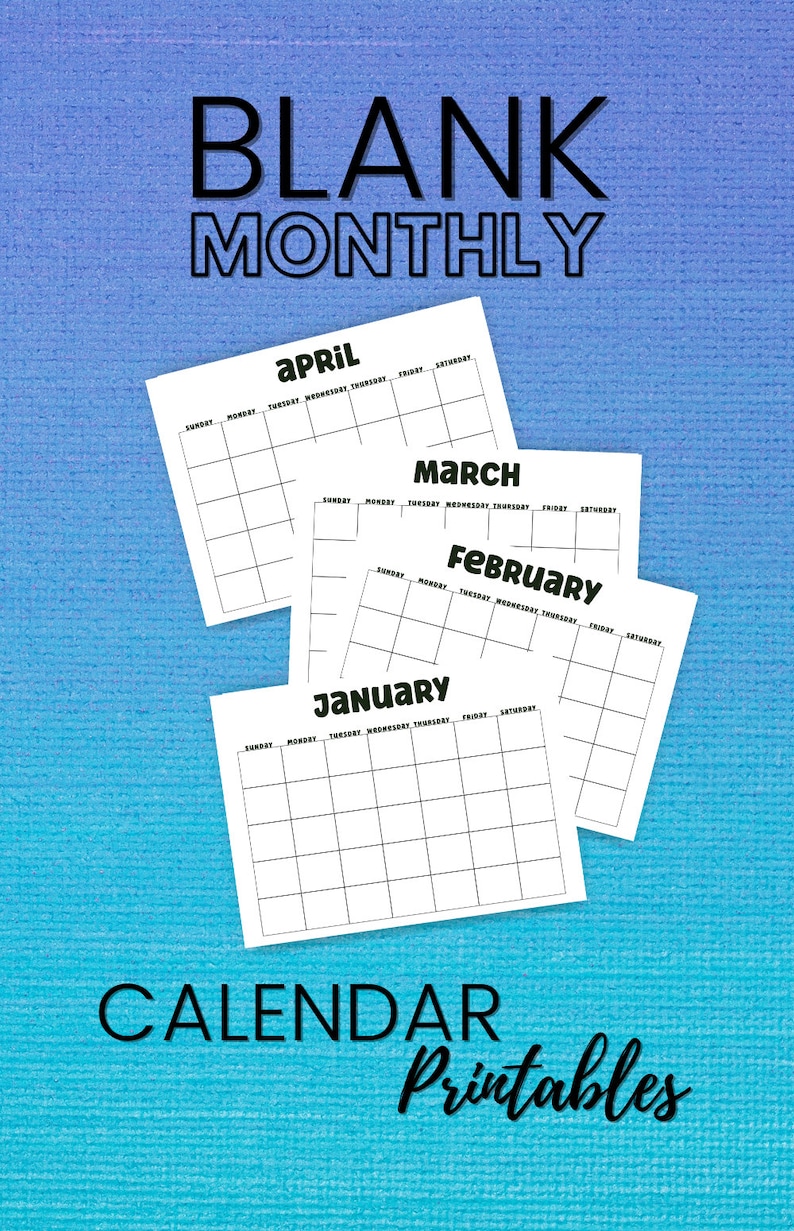 12 Month Printable Blank Calendar Monthly Calendar Printable 12 Month ...