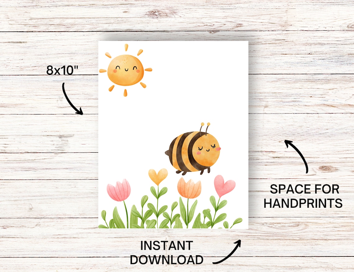 Bee Handprint Art| Printable Spring Crafts for Preschoolers| 5 Minute ...
