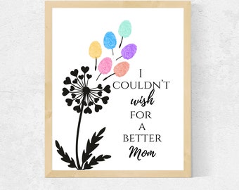 Mothers Day Fingerprint Printable Mother's Day Craft Activity Diy Kid ...