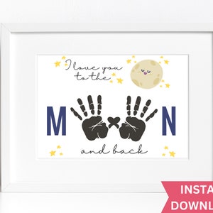 I Love You to the Moon and Back Handprint Art Craft Keepsake |handprint ...