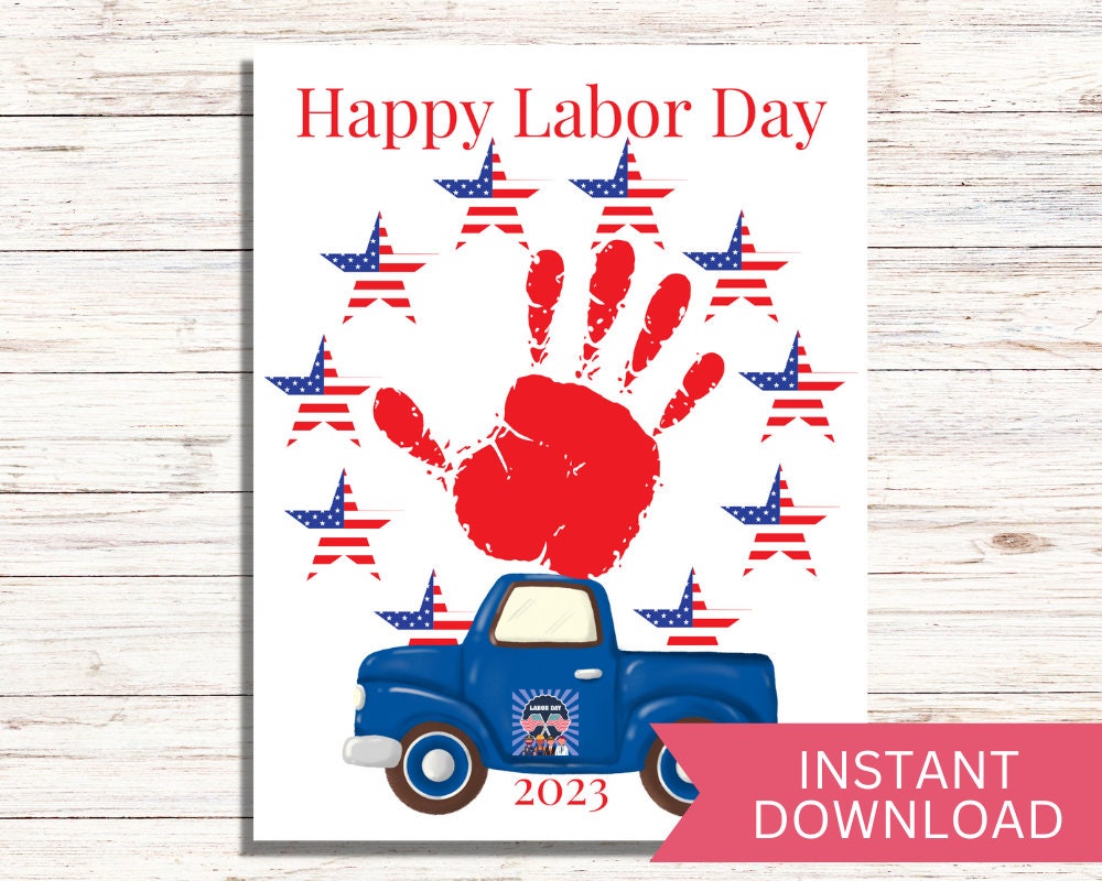Labor Day Handprint Art Craft | Happy Labor Day Activity Printable ...