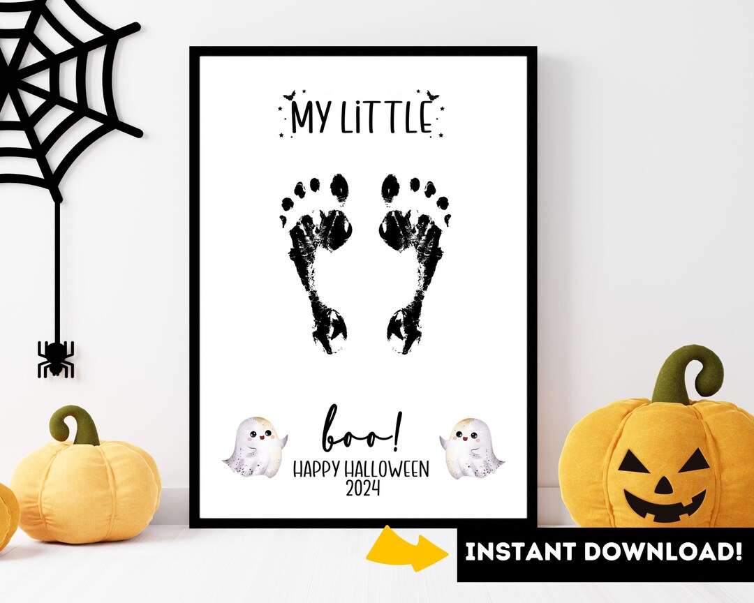 My Little Boo Printable, Halloween Footprint Art Craft Keepsake, Ghost ...
