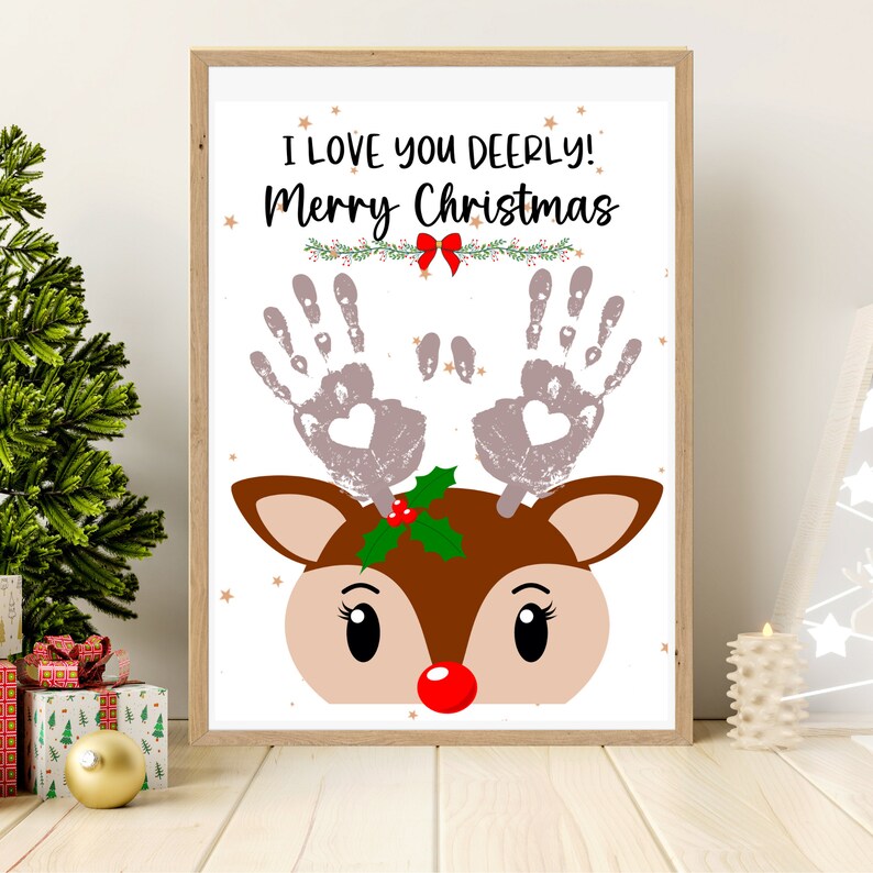 Reindeer Handprint Printable Craft| Kids Handprint Crafts |holiday ...