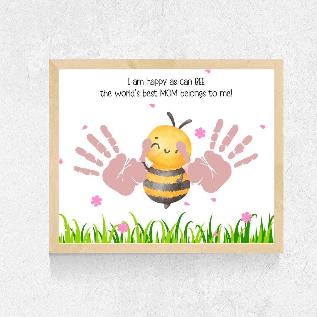Mothers Day Handprint Art Bee| Handprint Mothers Day Gifts | Mothers ...