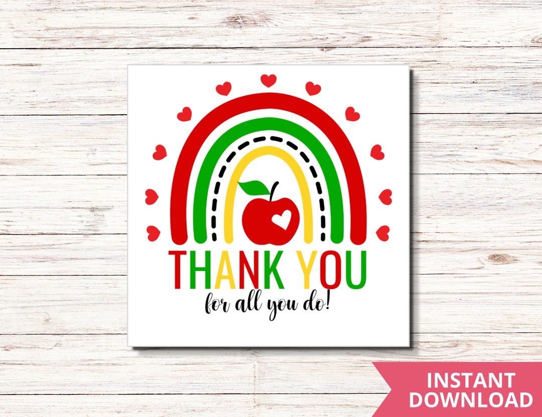 Thankyou Tag Printable, Thank You for All You Do Tag | Teacher ...