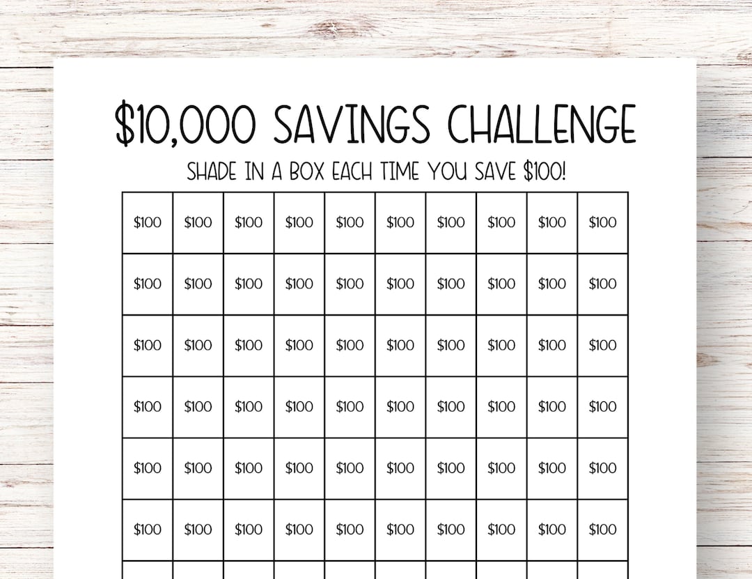 10k Savings Challenge Printable Money Challenge 10000 Money Challenge ...
