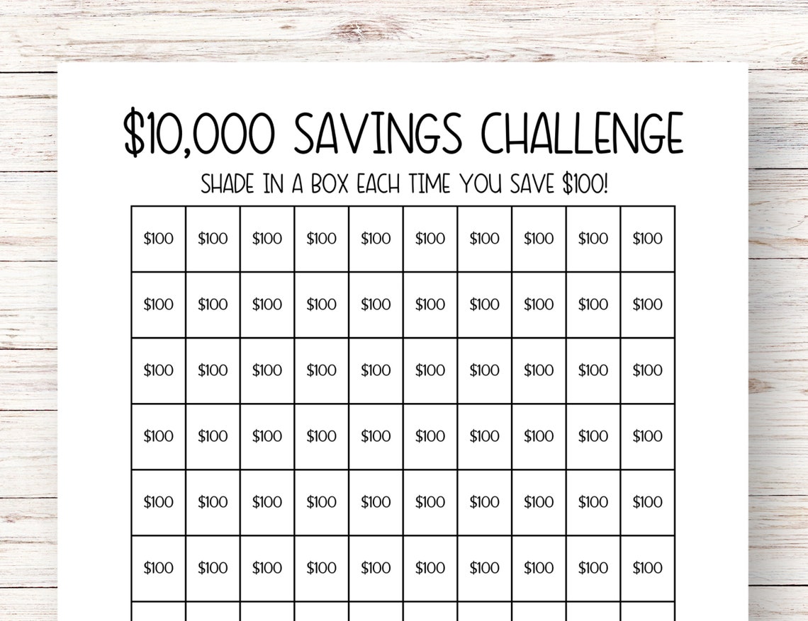 10k Savings Challenge Printable Money Challenge 10000 Money Challenge ...