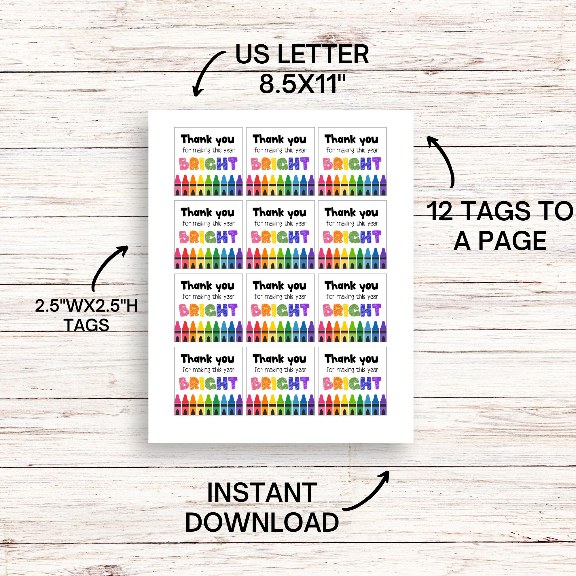 Crayon Thank You Tags. Teacher Thank You Tag, Crayon Teacher ...