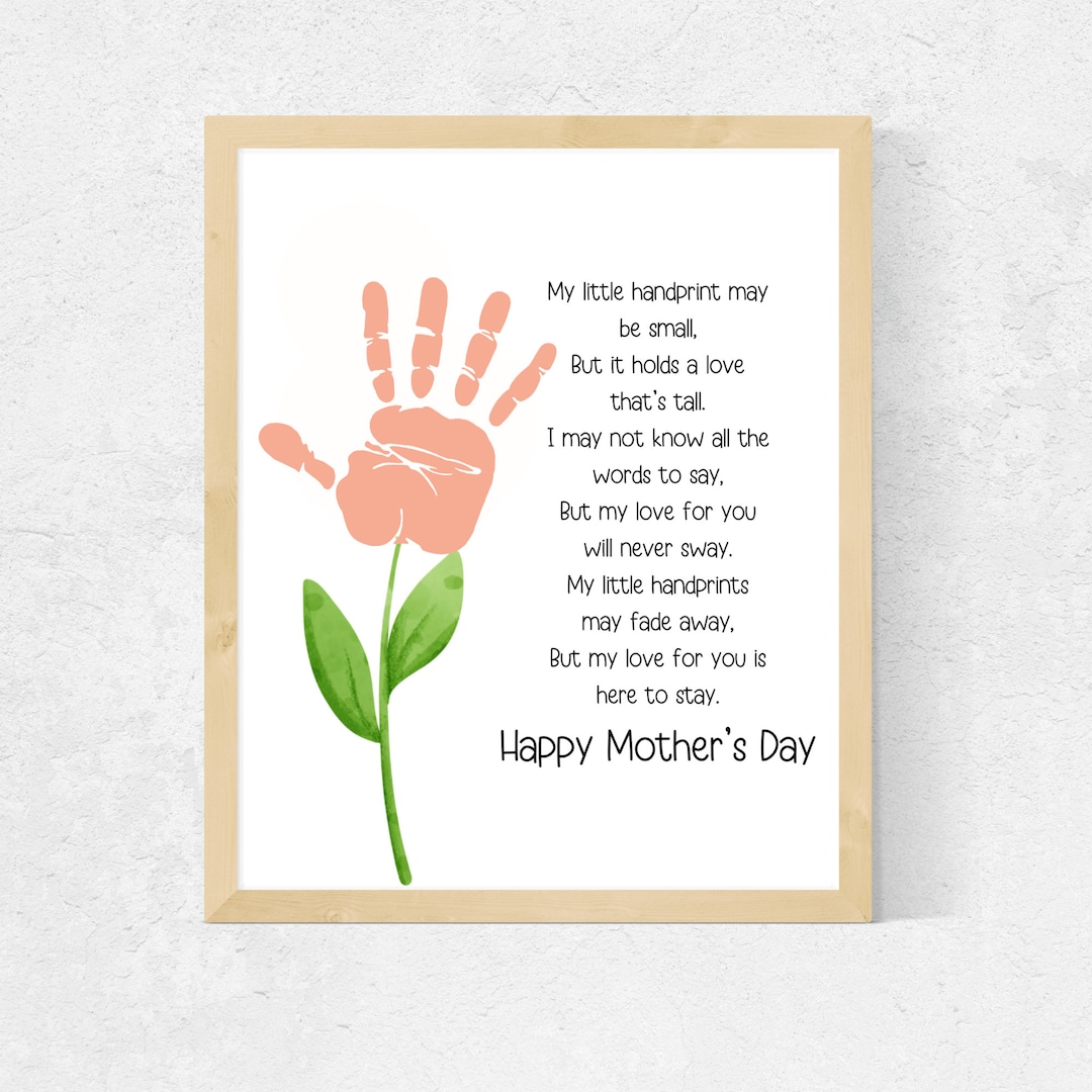 Mothers Day Handprint Poem, Floral Print Keepsake Handprint, Kids ...