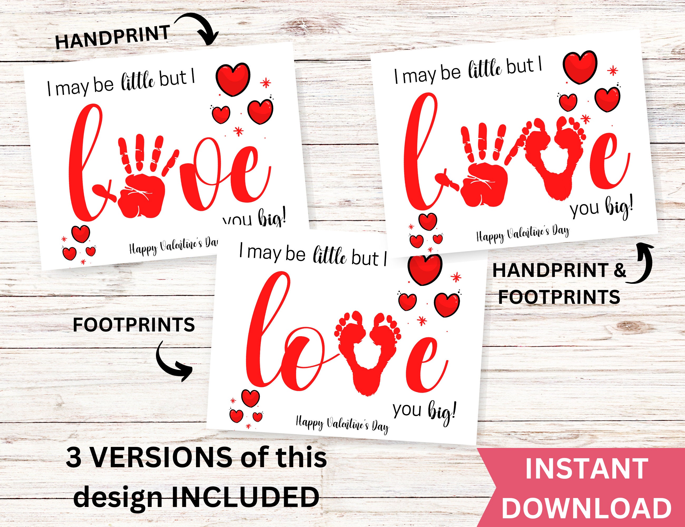 Valentine's Day Handprint Art Craft BUNDLE February Handprint Art Kids ...