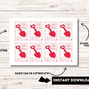 I Dig You Valentine's Day Cards - Printable Kids Classroom Tags ...
